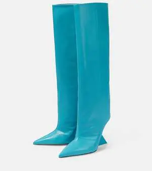 Attico Cheope Leather Knee-high Boots - Blue