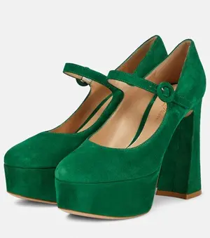 GIANVITO ROSSI Mary Jane Suede Leather Pumps