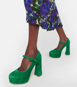 GIANVITO ROSSI Mary Jane Suede Leather Pumps