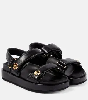 Tory Burch Kira Leather Platform Sandals - Black