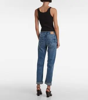 Ag Girlfriend Mid-rise Straight Jeans In Broadway Wash