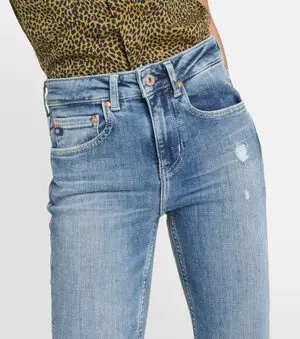 Ag Girlfriend Mid-rise Straight Jeans In Broadway Wash