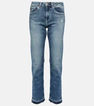 Ag Girlfriend Mid-rise Straight Jeans In Broadway Wash - Blue