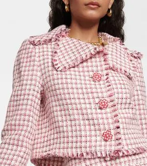 Etro Cropped Houndstooth Wool-blend Jacket