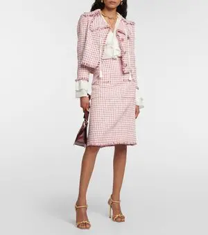 Etro Cropped Houndstooth Wool-blend Jacket