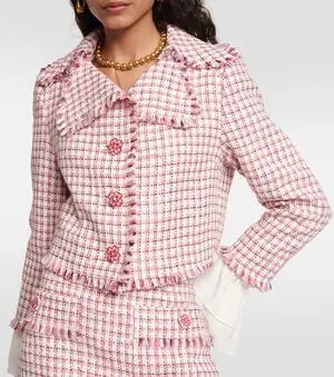 Etro Cropped Houndstooth Wool-blend Jacket
