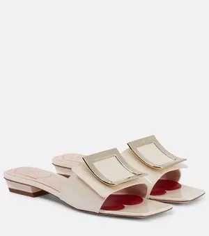 ROGER VIVIER Belle Vivier 25 Patent Leather Slides - Red