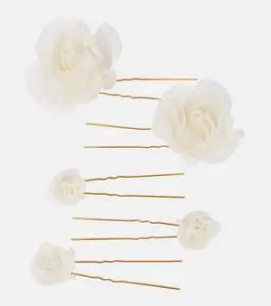 JENNIFER BEHR Bridal Rosalie Bobby Pins Set Of 5 - White