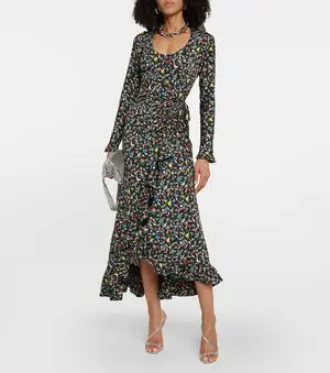Rabanne Printed Wrap Midi Dress