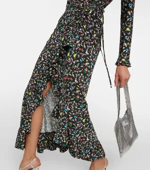 Rabanne Printed Wrap Midi Dress