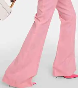 Versace Allover Flared Wool Pants - Pink