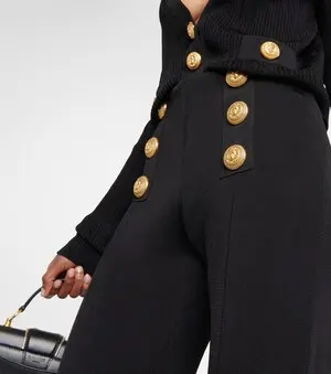 Balmain High-rise Flared Knit Pants - Black