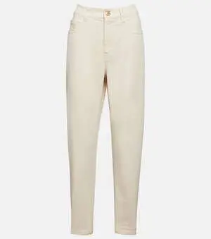 Brunello Cucinelli High-rise Cotton Pants - Beige