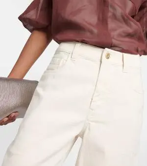 Brunello Cucinelli High-rise Cotton Pants - Beige