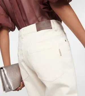 Brunello Cucinelli High-rise Cotton Pants - Beige