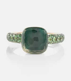 Pomellato Nudo 18kt Gold Ring With Malachite, Prasiolite, And Tsavorite - Green