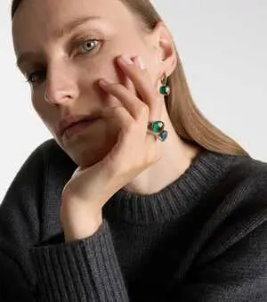 Pomellato Nudo 18kt Gold Ring With Malachite, Prasiolite, And Tsavorite - Green