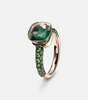 Pomellato Nudo 18kt Gold Ring With Malachite, Prasiolite, And Tsavorite - Green