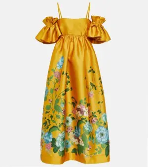 ALEMAIS Alémais Dana Floral Satin Midi Dress