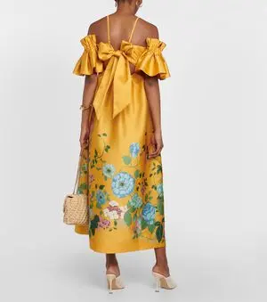ALEMAIS Alémais Dana Floral Satin Midi Dress