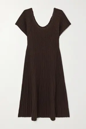 Loro Piana Castellana Crocheted Silk And Cotton-blend Dress - Brown
