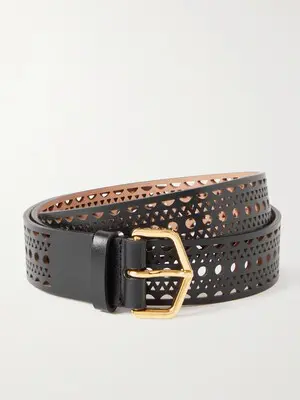 AZZEDINE ALAIA Laser-cut Leather Waist Belt - Black