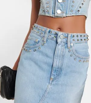 Alessandra Rich Studded Denim Maxi Skirt