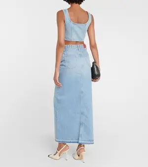 Alessandra Rich Studded Denim Maxi Skirt
