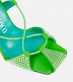 Attico Adele Crystal-embellished Sandals - Green