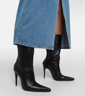 Magda Butrym Leather Pointed Toe Zip Up Stiletto Boots