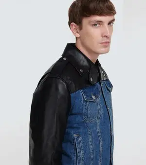 Alexander McQueen Leather-trimmed Denim Jacket