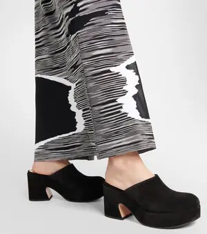 GIANVITO ROSSI Lyss Suede Platform Clogs - Black
