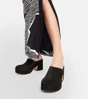 GIANVITO ROSSI Lyss Suede Platform Clogs - Black