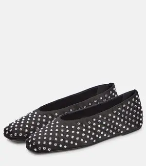 Magda Butrym Embellished Satin Ballet Flats - Black