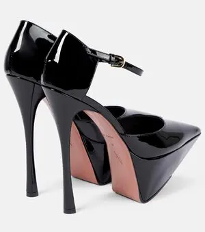 Amina Muaddi Angelica Patent Leather Platform Pumps - Black