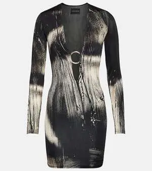 LOUISA BALLOU Helios Printed Mini Dress - Black