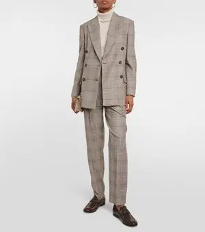 Brunello Cucinelli Checked Wool-blend Trousers