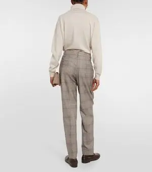 Brunello Cucinelli Checked Wool-blend Trousers