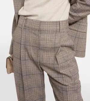 Brunello Cucinelli Checked Wool-blend Trousers