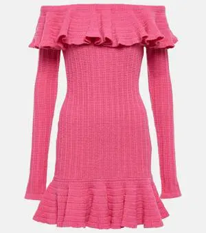 Blumarine Off-shoulder Ruffled Mini Dress