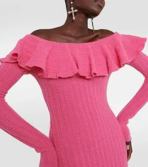 Blumarine Off-shoulder Ruffled Mini Dress