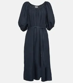 Velvet By Graham & Spencer Elly Off-shoulder Linen Midi Dress - Blue