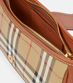 Burberry Check Canvas Shoulder Bag - Beige