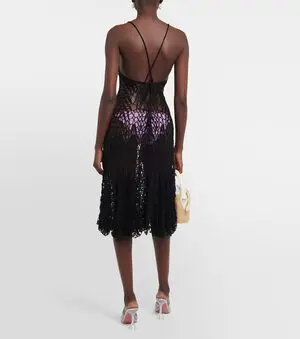 Anna Kosturova Open-knit Cotton Midi Dress - Black