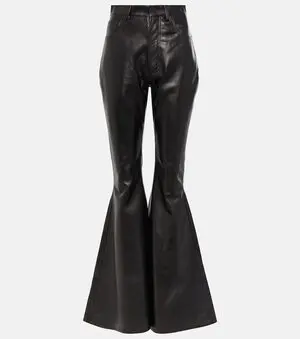 Alaïa Flared Leather Trousers - Black
