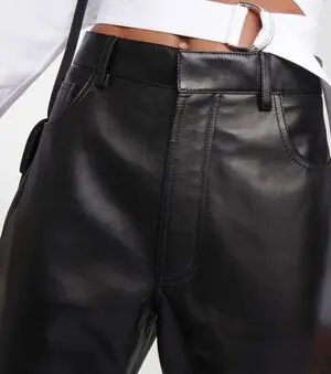 Alaïa Flared Leather Trousers - Black