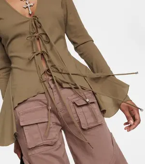 Blumarine Ruffled Tie-front Blouse - Green
