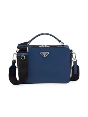 Prada Medium Brique Saffiano Leather Bag Blue