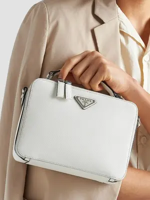 Prada Brique Saffiano Leather Bag - White