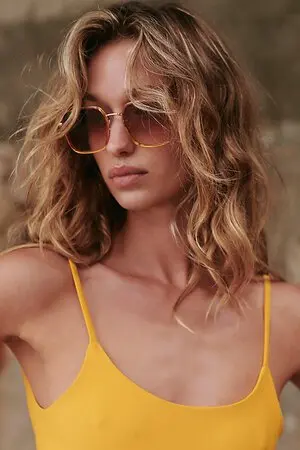 Free People Free People Beau Square Frame Sunglasses Amber